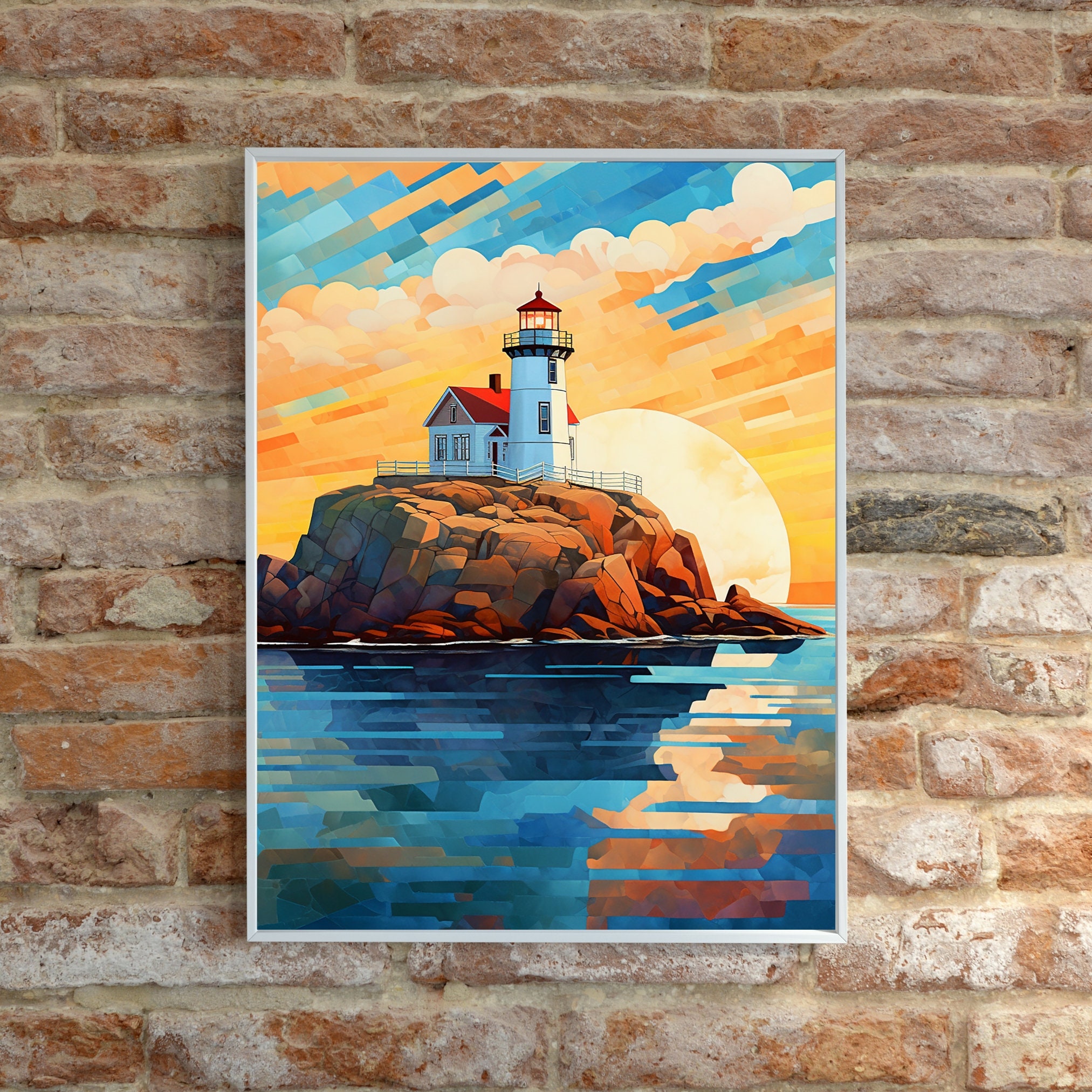 Nubble Lighthouse Lighthouse Poster Lighthouse Drawing Lighthouse Wall ...