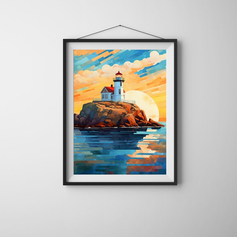 Nubble Lighthouse Lighthouse Poster Lighthouse Drawing Lighthouse Wall ...