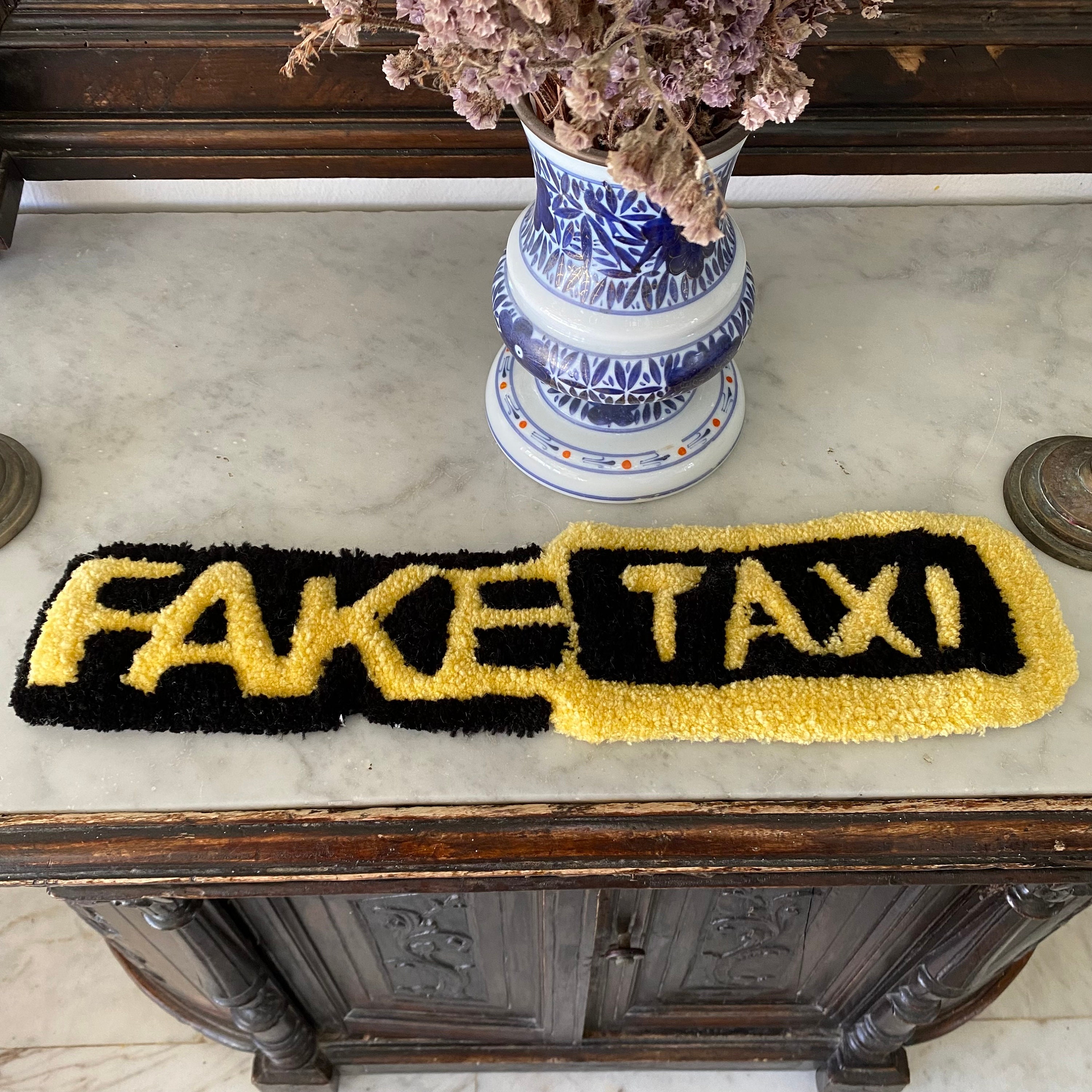 Fake Taxi Logo Handmade Tufting Decoration Car Accessories Rug - Etsy