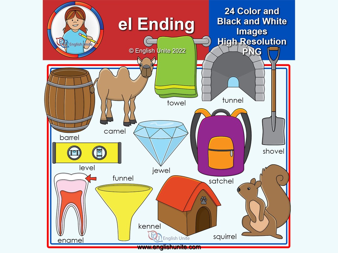 Clip Art El Word Endings Educational Spelling Graphics for Teachers ...