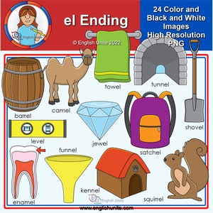 Clip Art El Word Endings Educational Spelling Graphics for Teachers ...