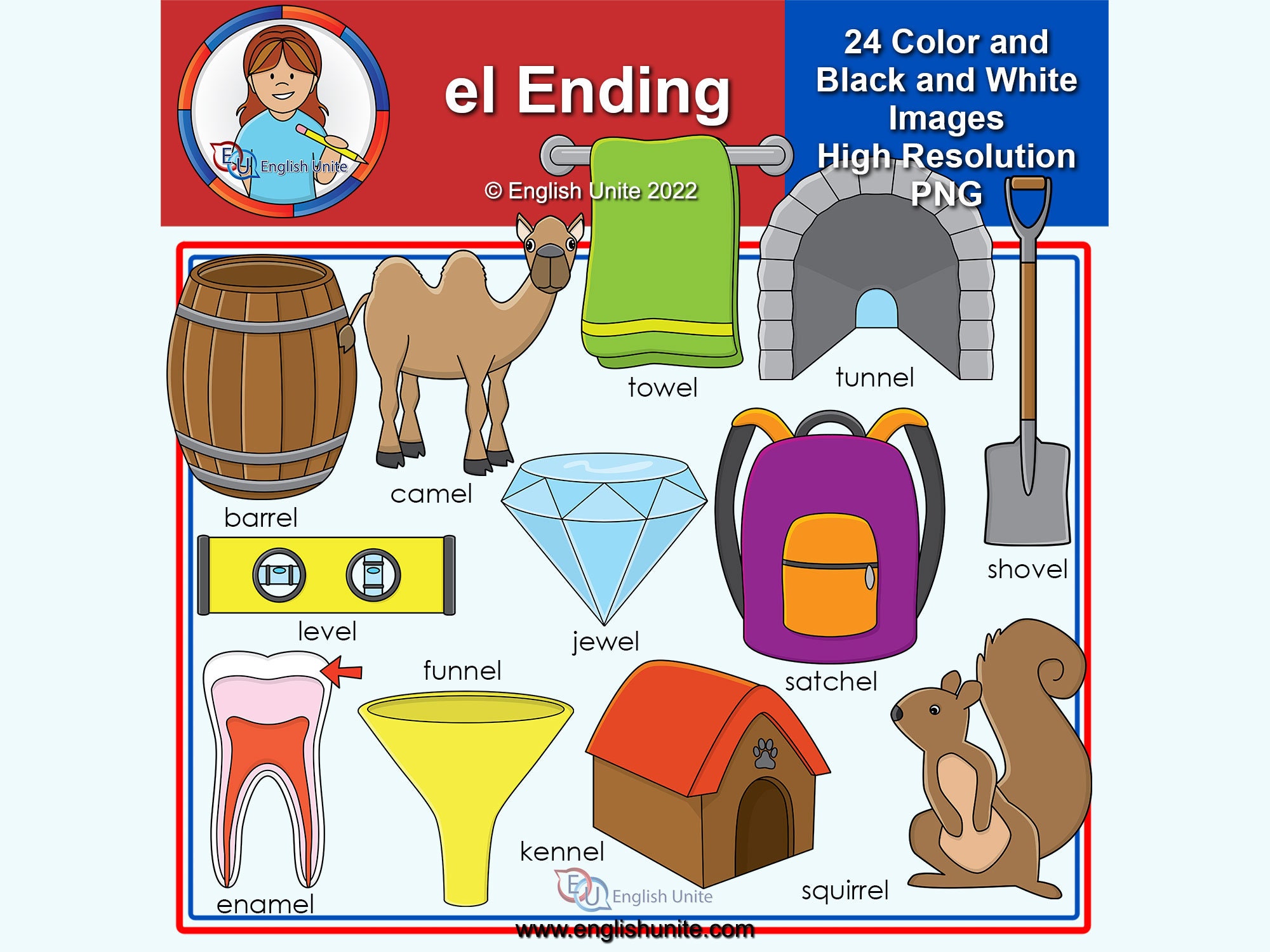 Clip Art El Word Endings Educational Spelling Graphics for Teachers ...