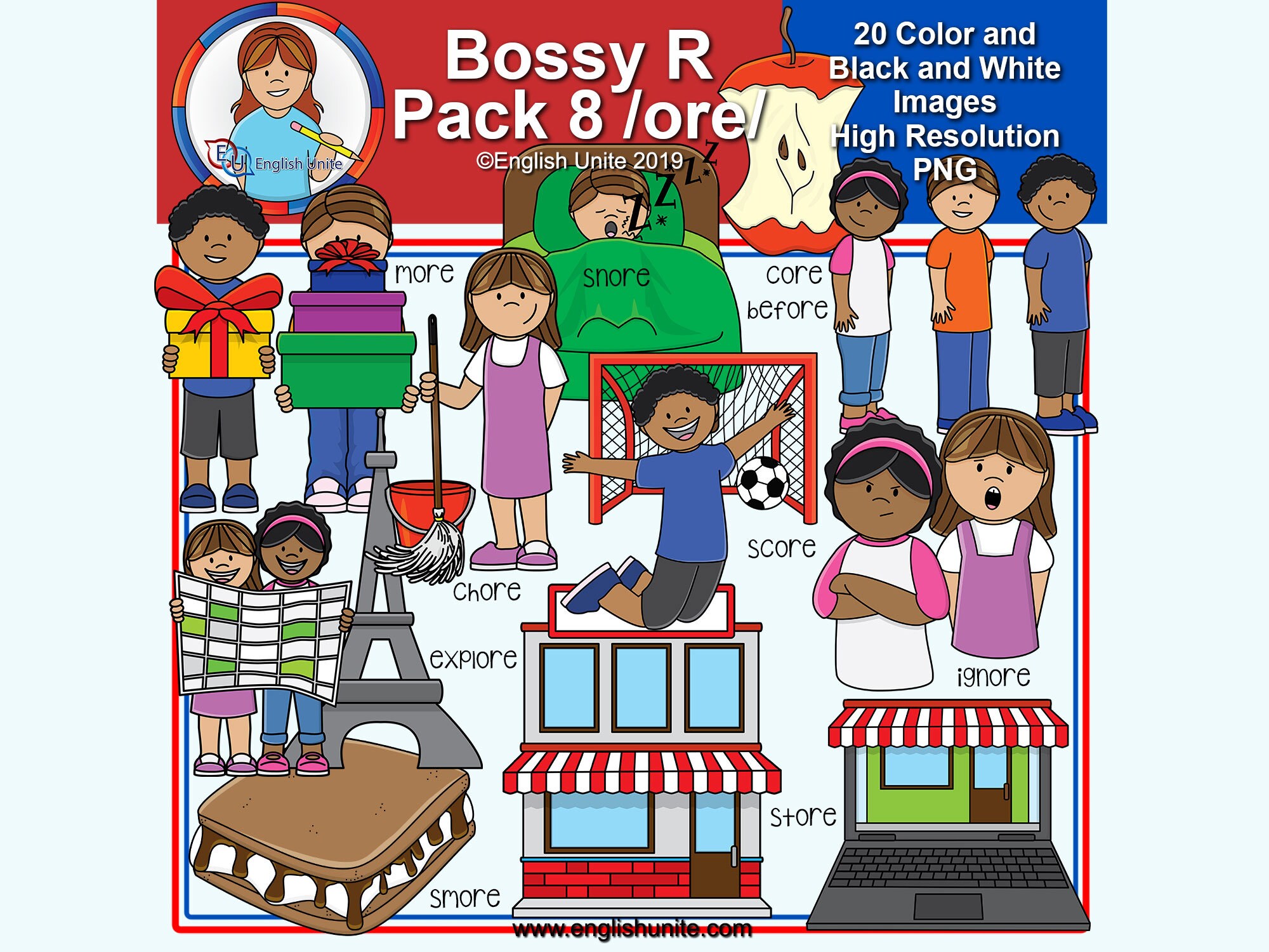 Clip Art R Controlled Vowels Bossy R Pack 8 ORE Educational Phonics ...