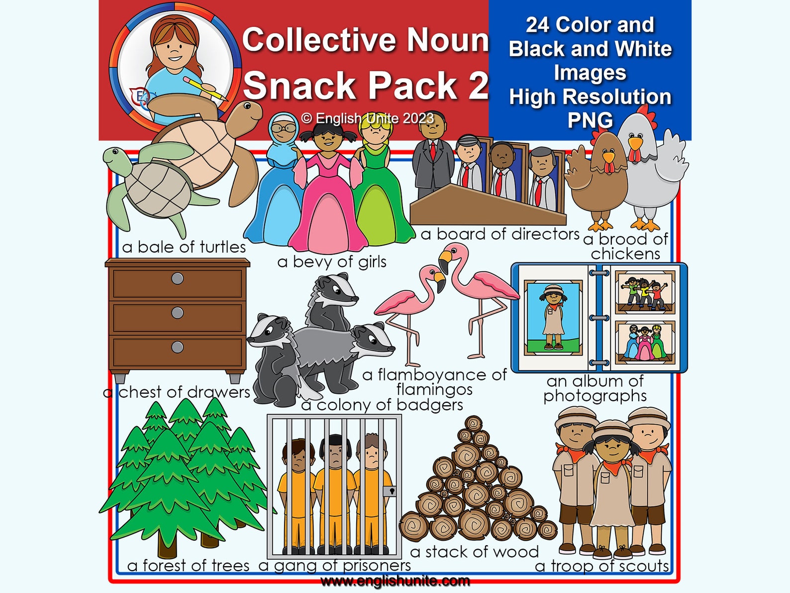 Clip Art Collective Nouns Snack Pack 2 educational Grammar Graphics for ...