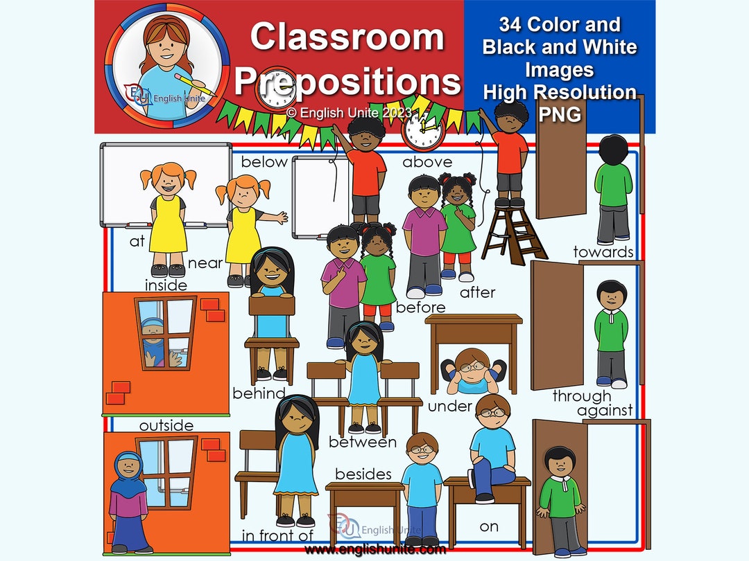 Clip Art Classroom Prepositions Educational Grammar Graphics for ...