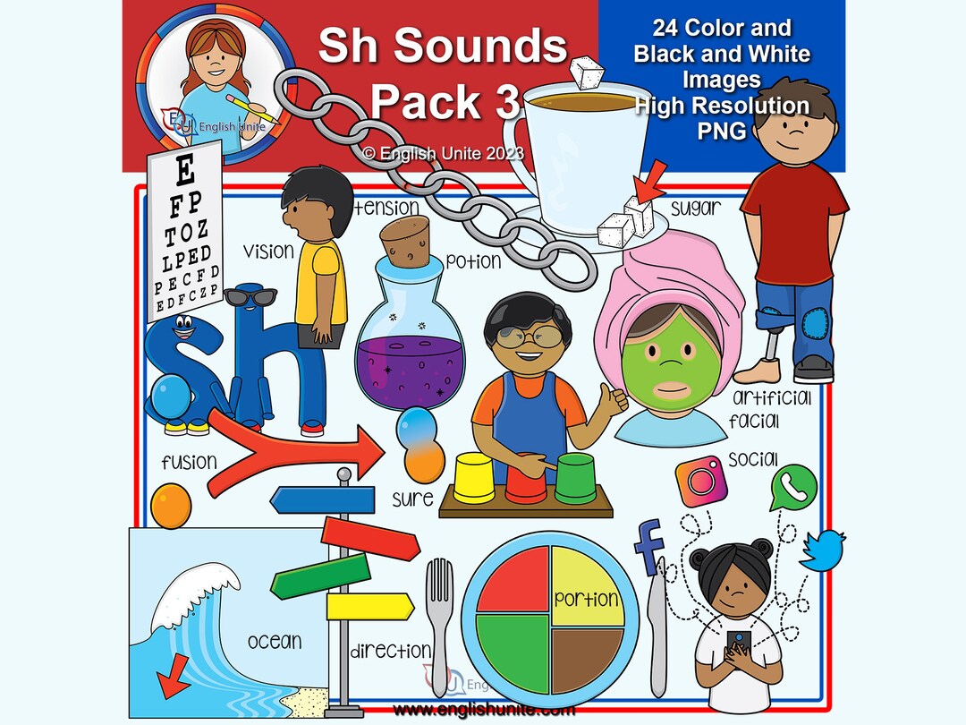Clip Art Digraph Sh Sounds sh Pack 3 Educational Phonics Graphics for ...