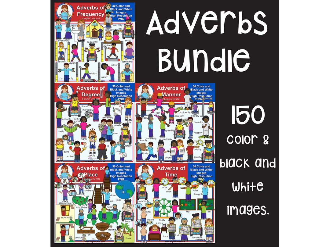 Clip Art Adverbs Bundle Educational Grammar Graphics for Teachers ...