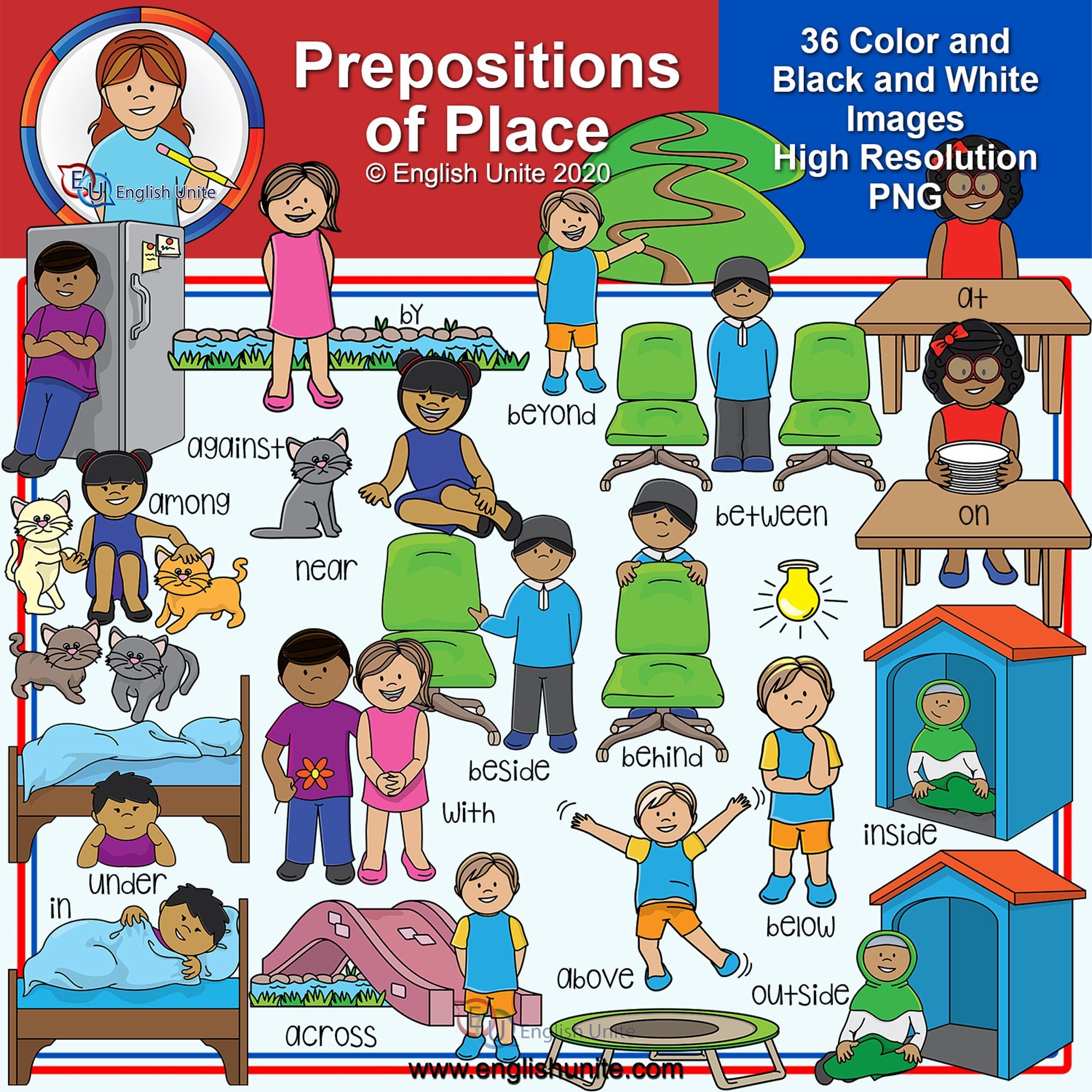 Prepositions Of Place Clipart Heart