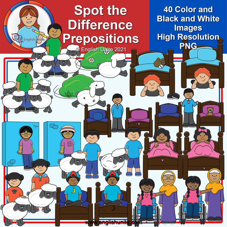 Clip Art Spot the Difference Preposition Educational - Etsy