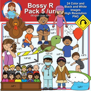 Clip Art R Controlled Vowels Bossy R Pack 5 UR Educational Phonics ...