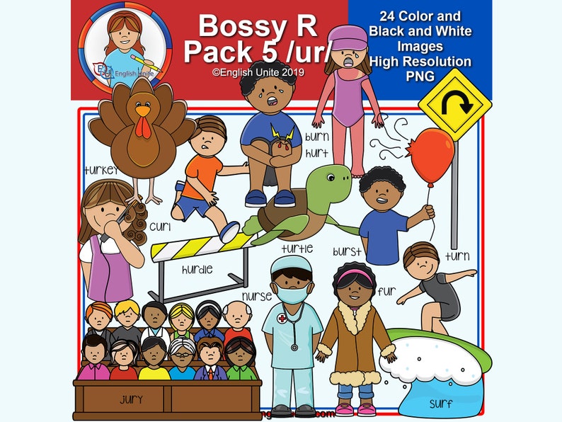 Clip Art R Controlled Vowels Bossy R Pack 5 UR Educational Phonics ...