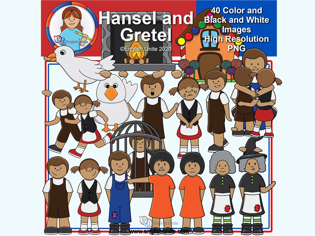 Clip Art Hansel and Gretel Fairy Tale Graphics for Teachers, Curriculum ...