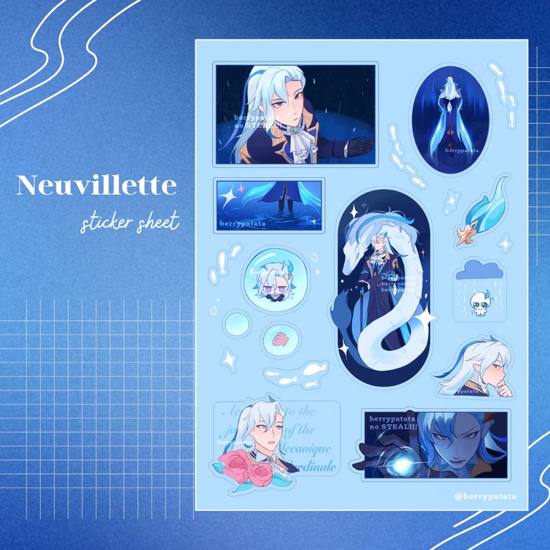 Neuvillette Sticker Sheet genshin Impact, Fontaine - Etsy