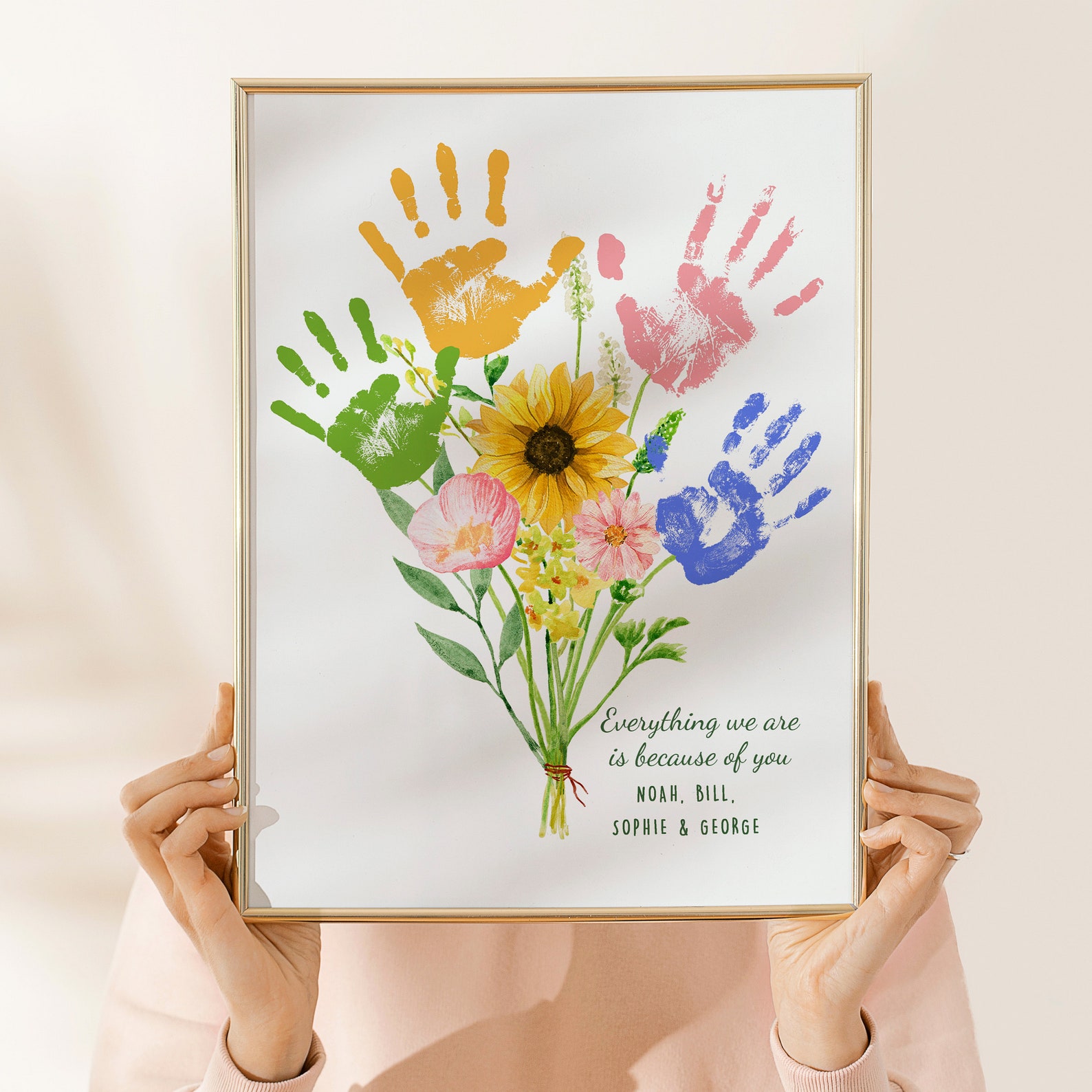 Mothers Day Handprint Print, Personalised Mum Gift, DIY Mum's Birthday ...
