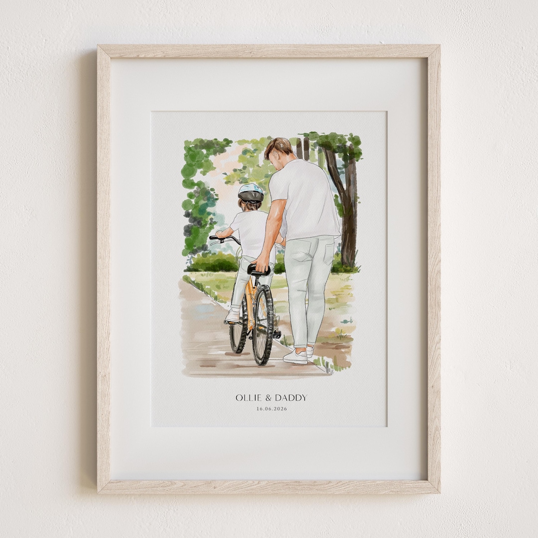 Personalized Father's Day Portrait, Watercolor Painting From Photo ...