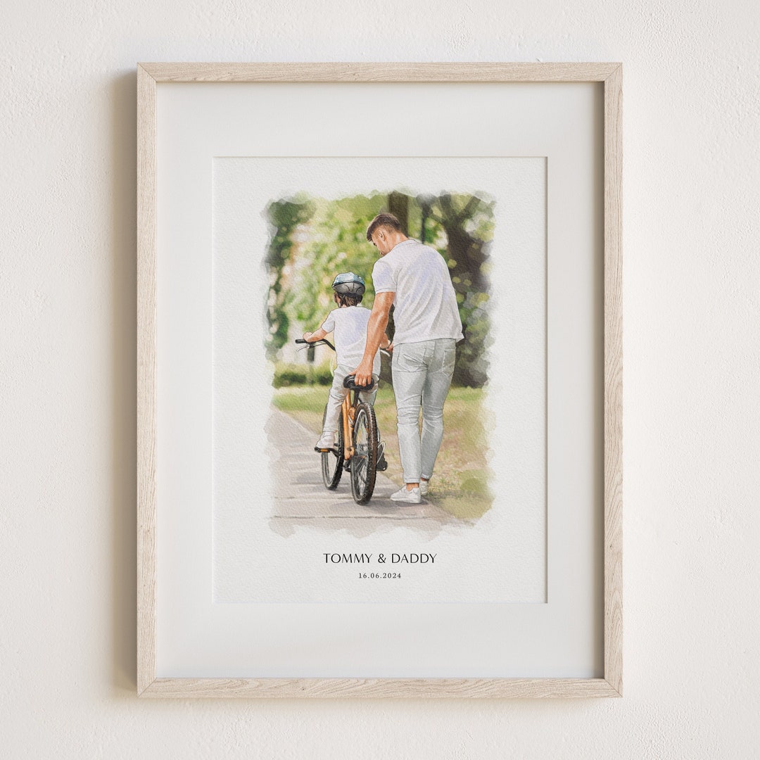Personalized Father's Day Portrait, Watercolor Painting From Photo ...