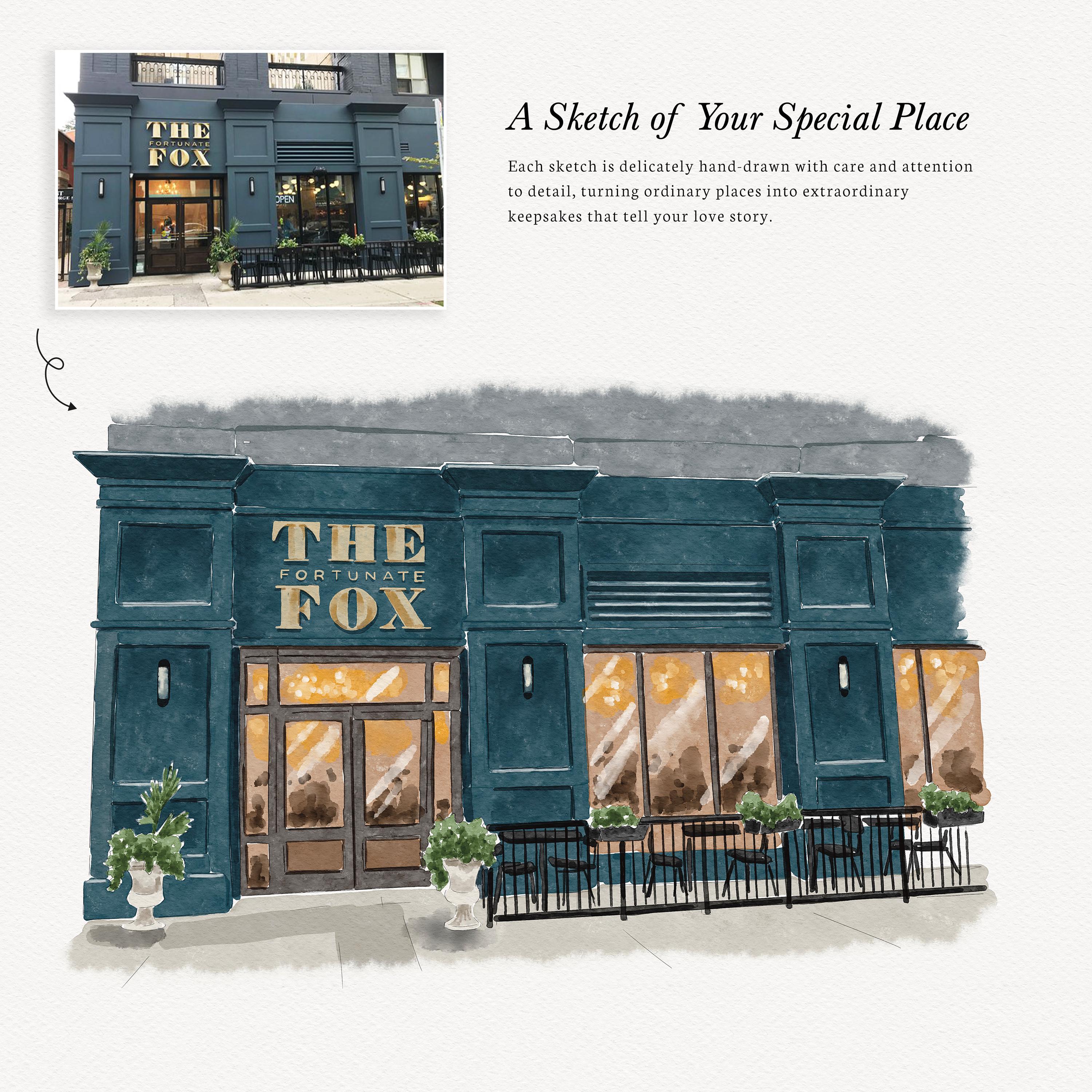 Personalised Watercolor Storefront Painting, Hand-drawn Illustration ...