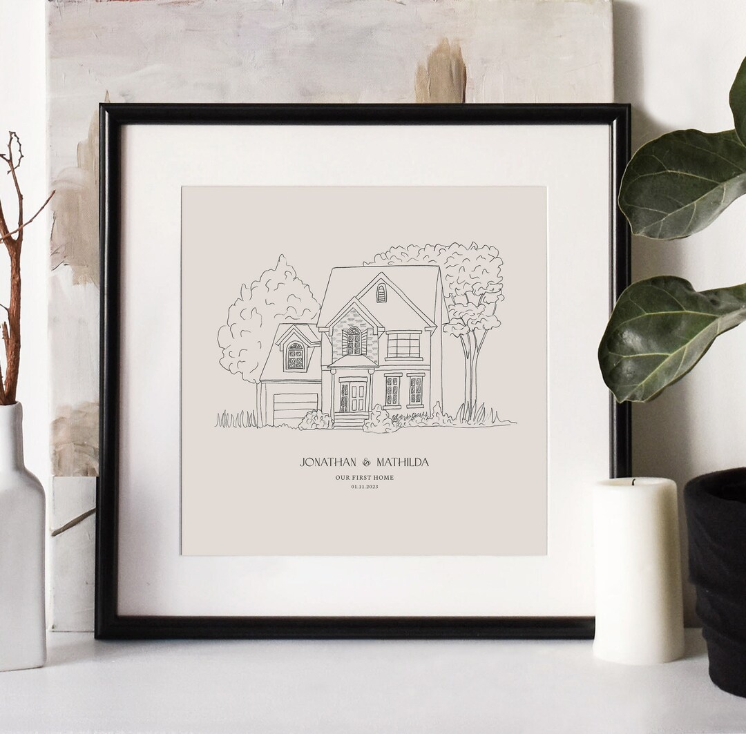 Hand Drawn Bespoke House Sketch, New Home Gift, Anniversary Gift ...