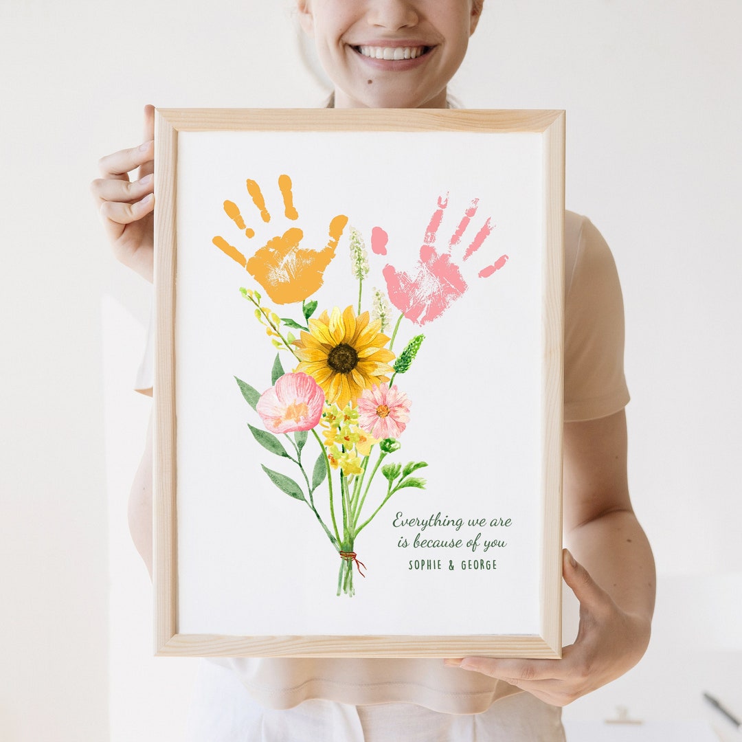 Mothers Day Handprint Print, Personalised Mum Gift, DIY Mum's Birthday ...