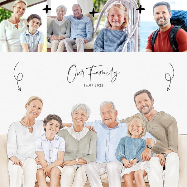 Family Portrait Watercolor - Etsy