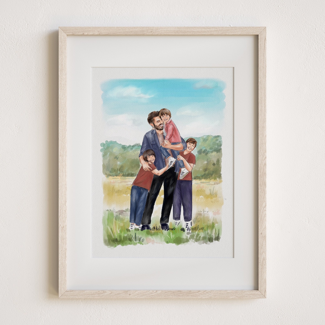 Father's Day Painting, Personalized Watercolour Art for Dad, Custom ...