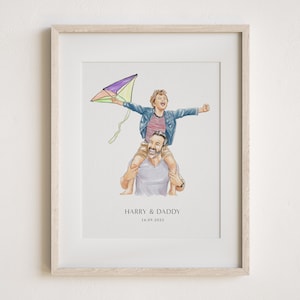 Father's Day Painting, Personalized Watercolour Art for Dad, Custom ...
