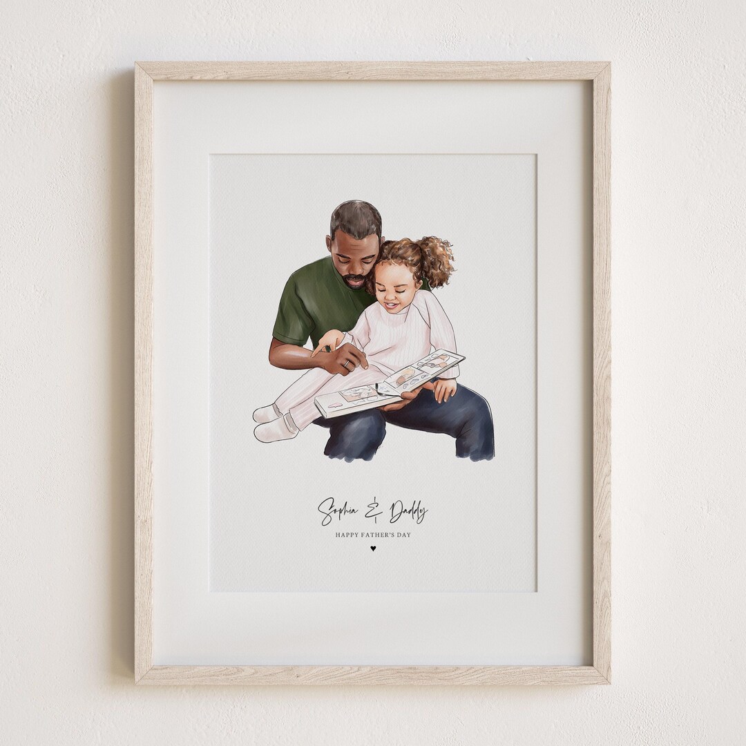 Handmade Dad Portrait, Personalized Watercolour, Father's Day Gift ...