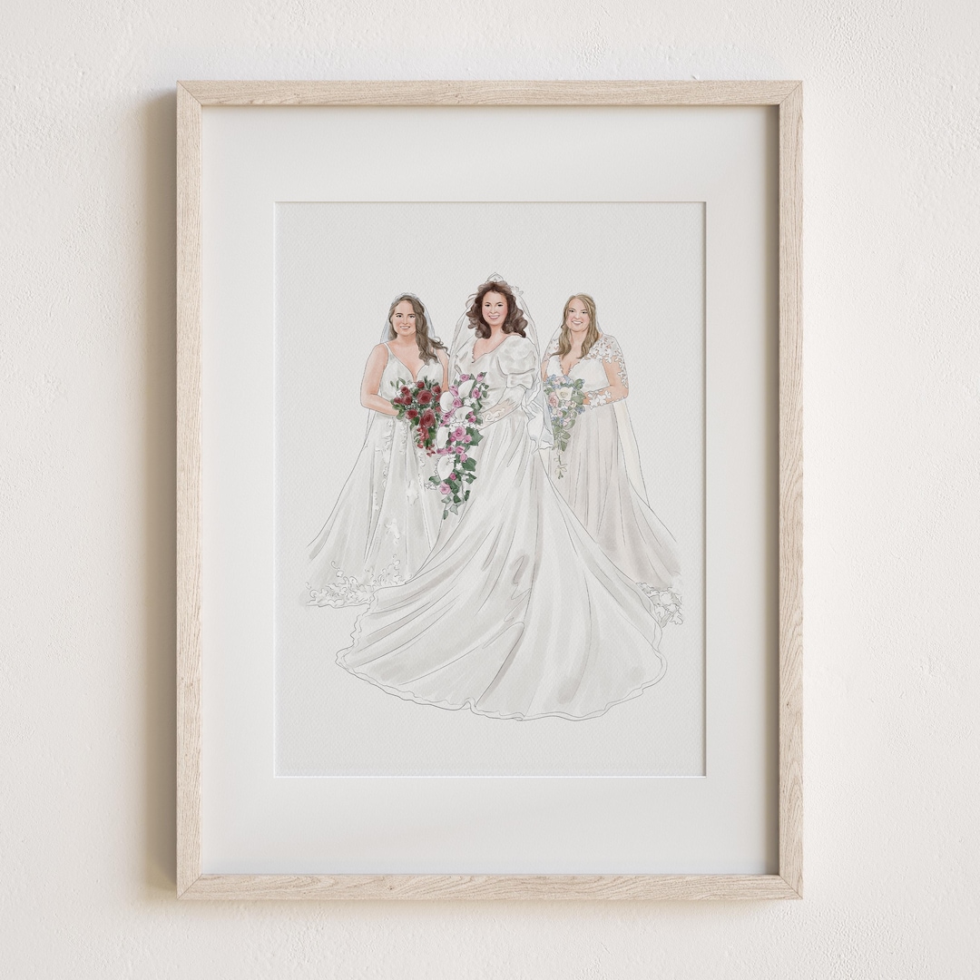 Custom Bride and Mother Portrait, Mother of the Bride Gift, Mother ...