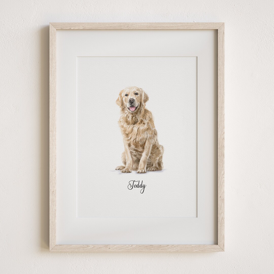 Custom Pet Portrait, Personalised Dog Illustration, Dog Cat Wall Art ...