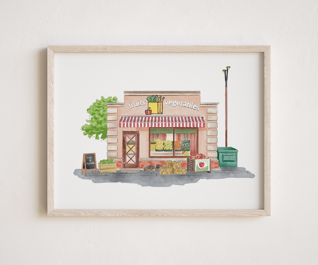 Custom Business Portrait, Hand-drawn Shop Sketch, Restaurant Bar Café ...