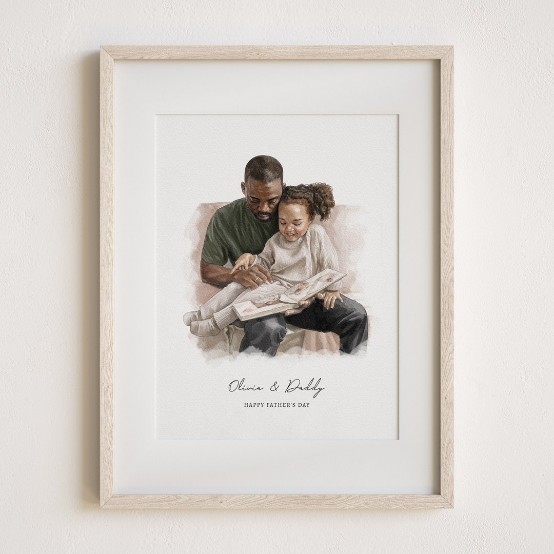 Handmade Dad Portrait, Personalized Watercolour, Father's Day Gift ...