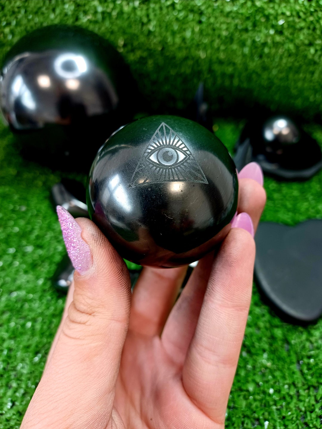 Shungite Sphere Engraved Eye - Etsy