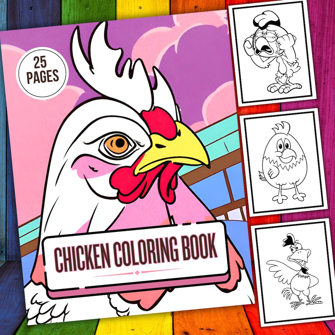 Chicken Coloring Book, Animal Coloring Book , Chicken Coloring ...