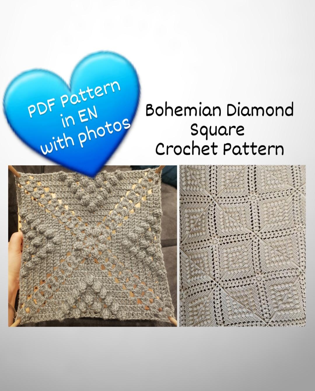 Bohemian Diamond Granny Square Crochet Pattern (PDF Pattern) - Etsy