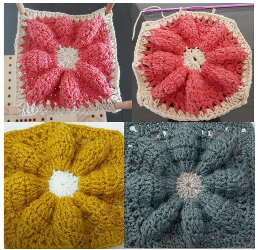 Crochet Daisy Square Pattern 3D Daisy Flower Pattern - Etsy