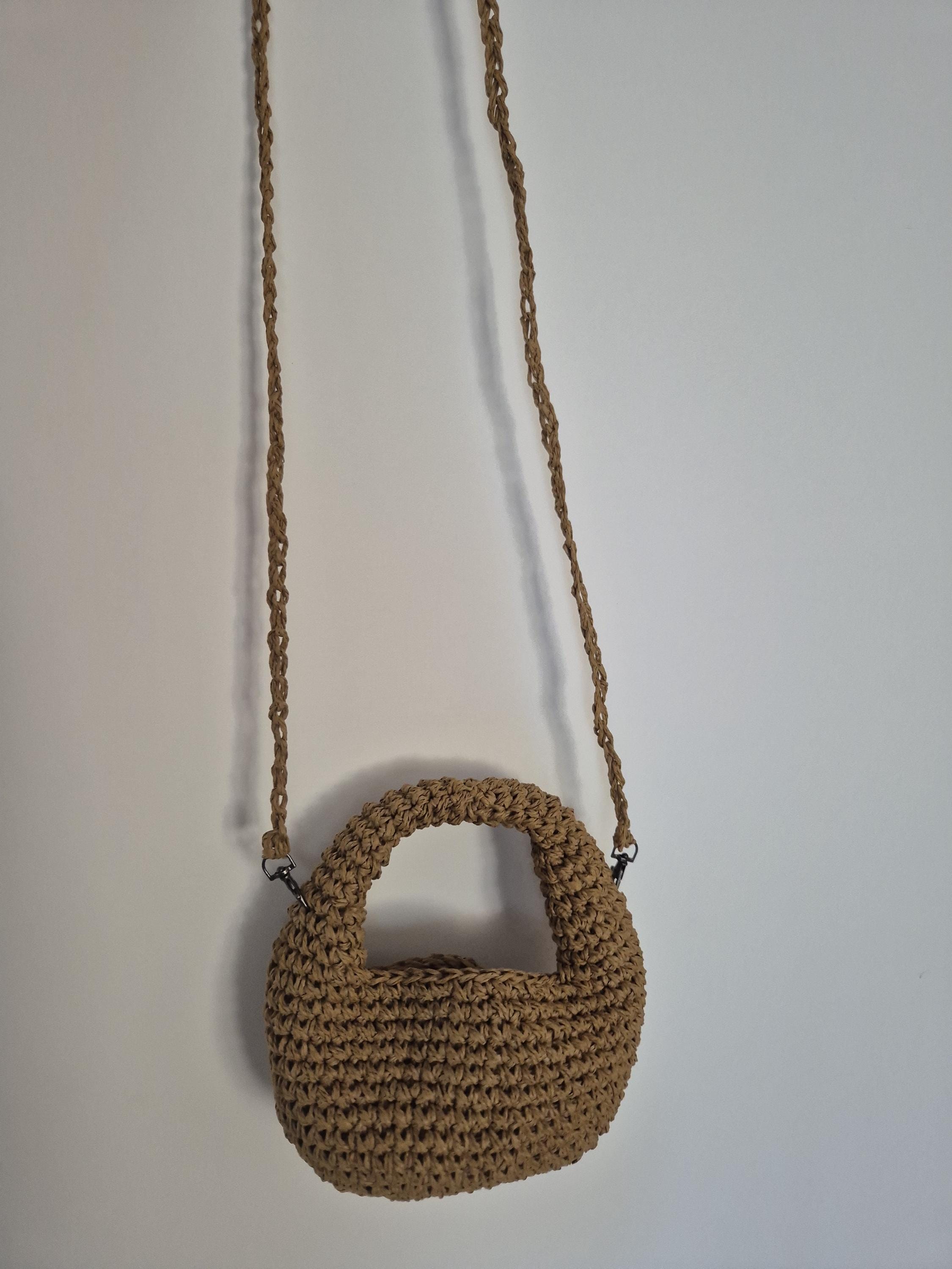 Microbag Crochet Pattern: Easy Paper Yarn Mini Bag, Hobo Bag Tutorial ...