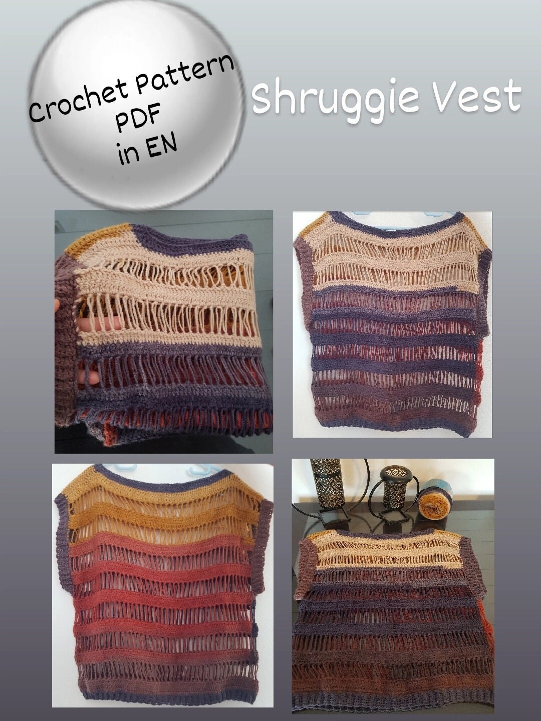 Shruggie Vest (crochet Pattern), Vest Crochet Pattern, Shruggie ...