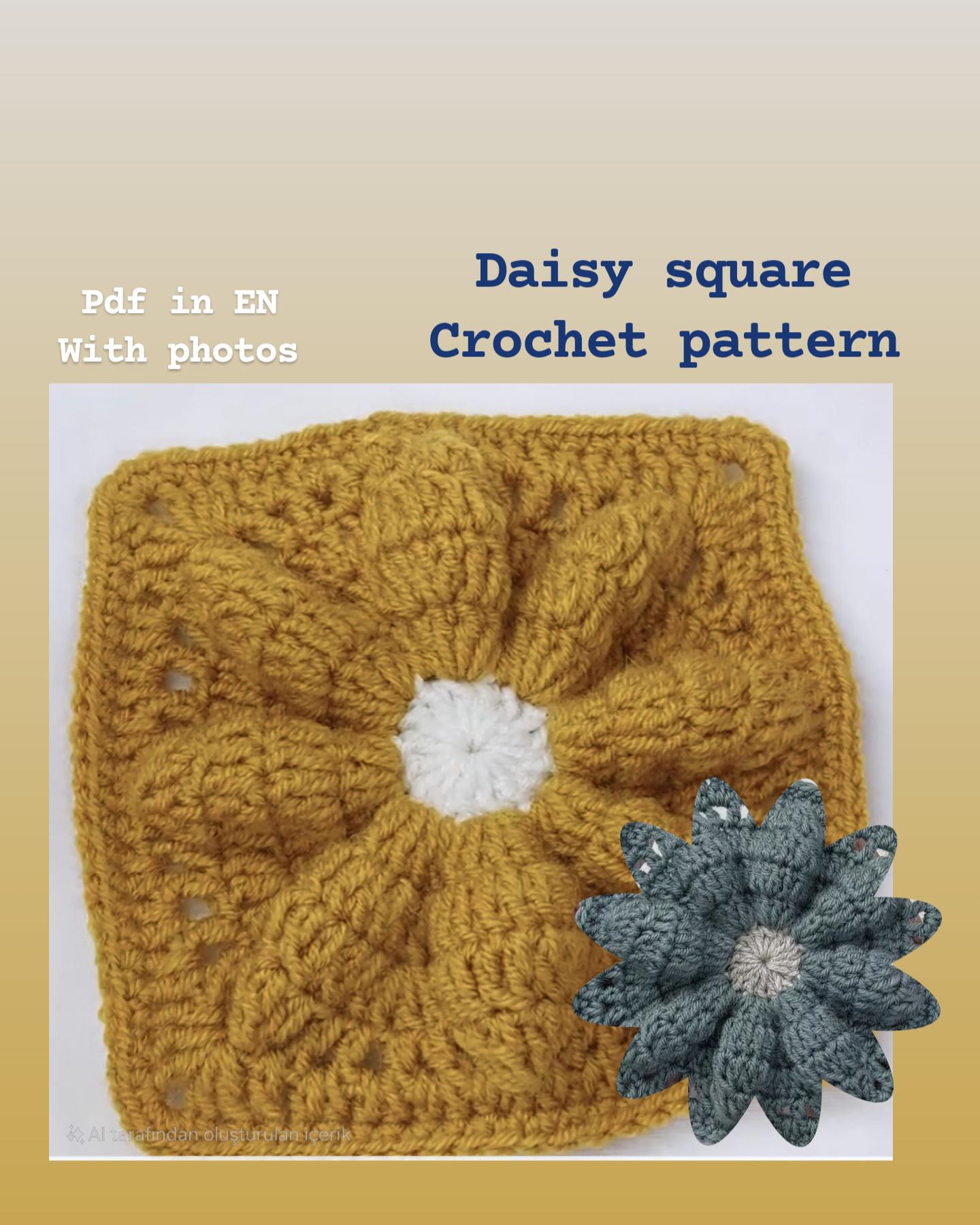 3D Daisy Square Crochet Pattern: Flower Motif (PDF Pattern) - Etsy