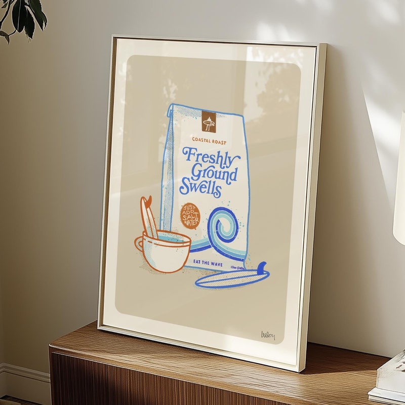 Coffee Surf Art Print - Etsy
