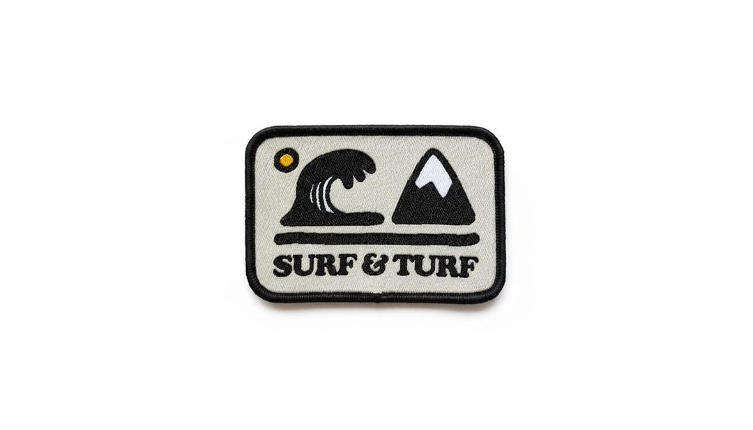 Surf & Turf Sew on Patch, Surfing, Mountain, Adventure - Etsy