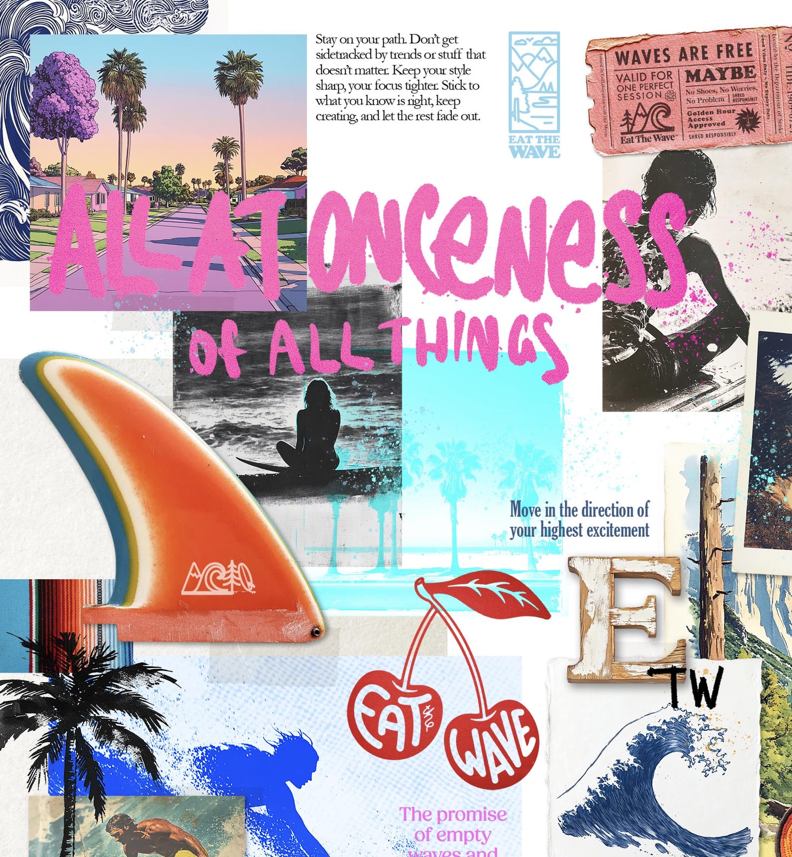 Retro Surf Collage Art Print: Signed Beach Wall Decor - Etsy