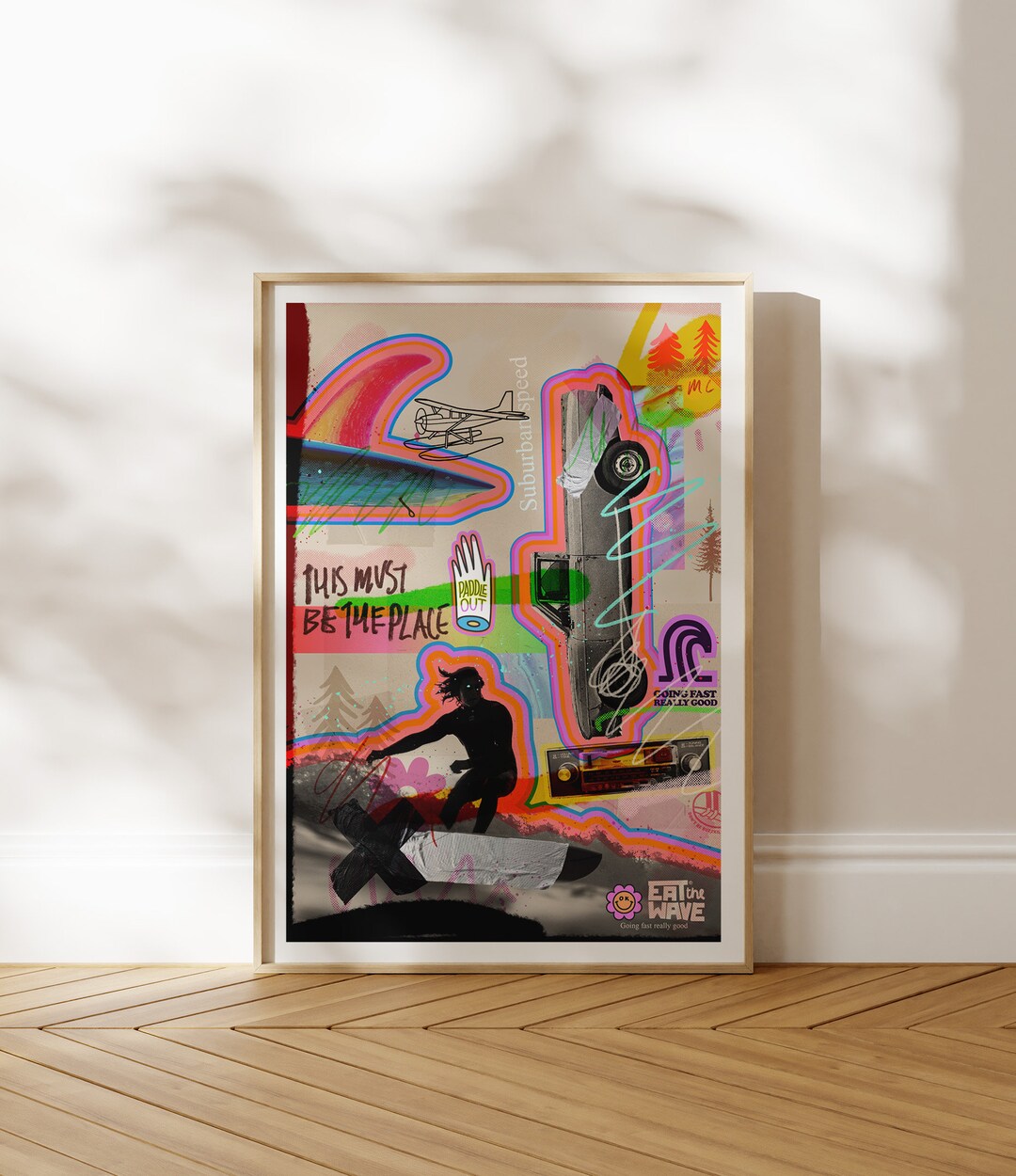 Trippy Collage, A1,A2,A3,A4 Surfing Poster, Surf Art, Beach, Surfing ...