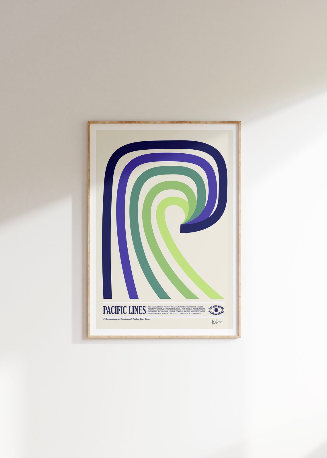 Pacific Lines Surf Art Print | Cobalt Blue Wave Coastal Poster | Hand ...