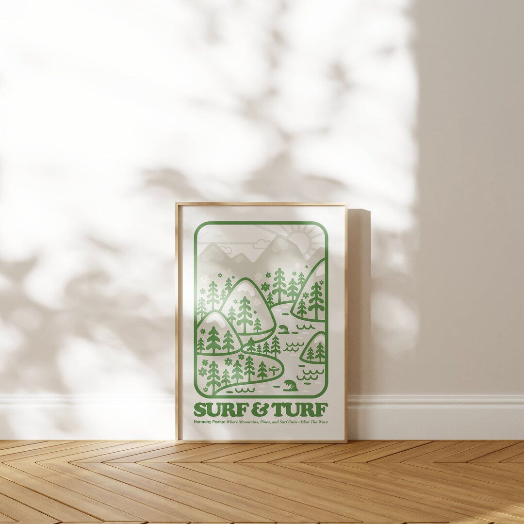 Surf & Turf, A1,A2,A3,A4 Surfing Poster, Surf Art, Beach, Surfing Print ...