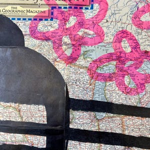 Original Surf Art on Vintage USA Map, Large Hand Painted Surfboard ...