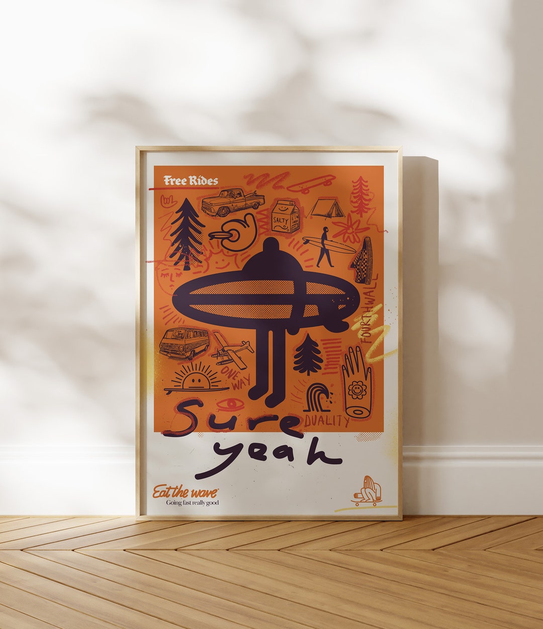 Sure Yeah, A1,A2,A3,A4 Surfing Poster, Surf Art, Beach, Surfing Print ...