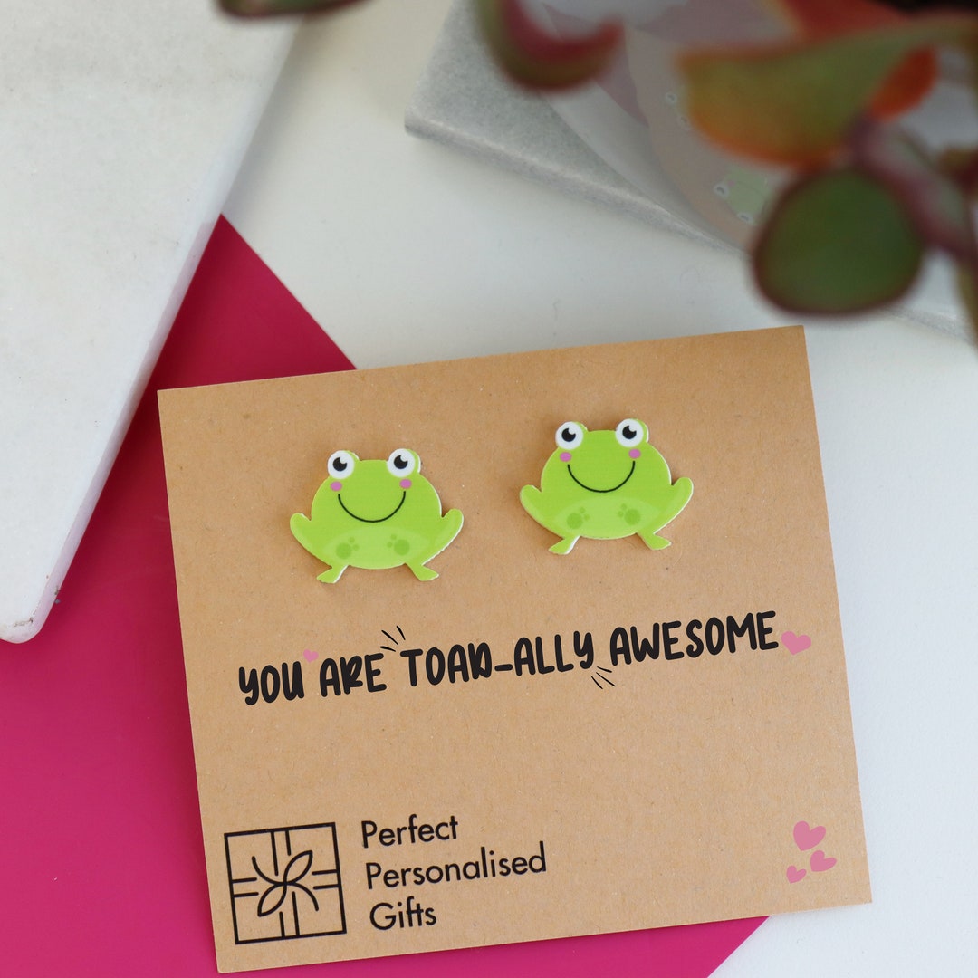 Toadally Awesome Acrylic Frog Stud Earrings Colourful Frog Face Earing ...