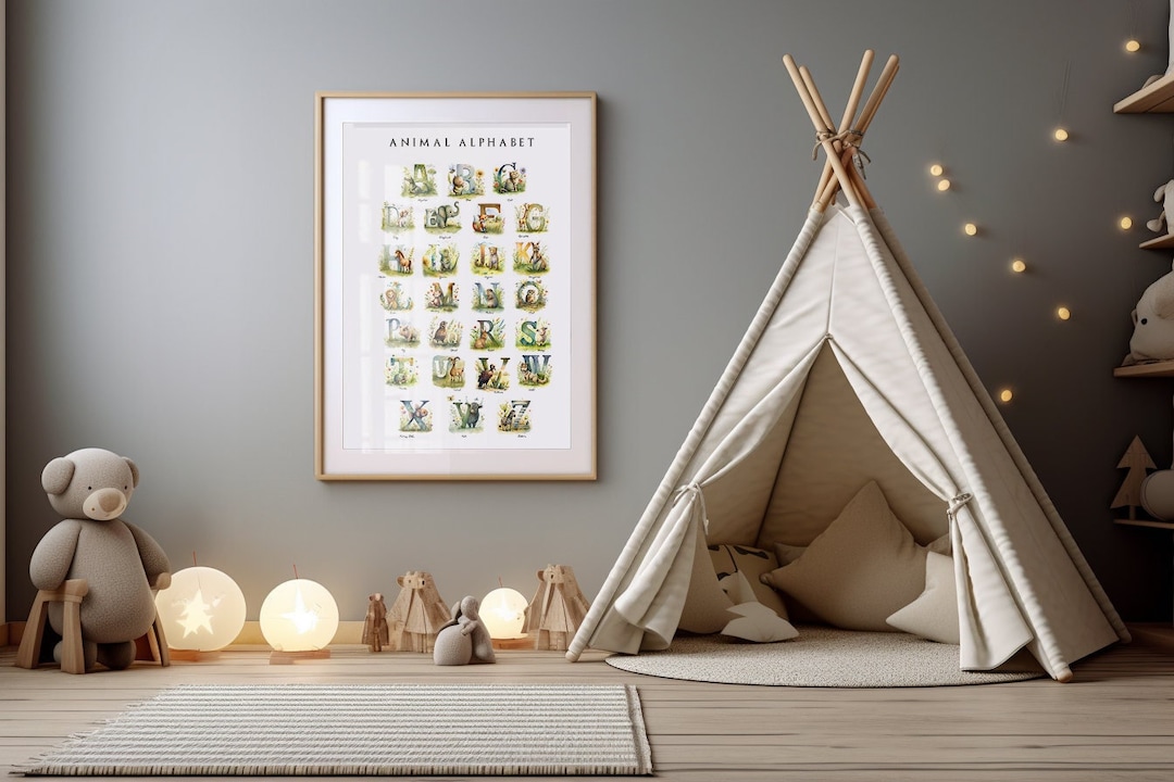 ABC Animal Alphabet Printable Poster. A-Z Watercolor Cute Illustrations ...