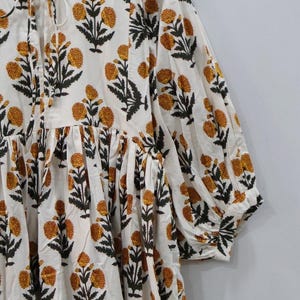 Block Print Midi Dress, Mini Dress, Floral Print Long Block Print Dress ...
