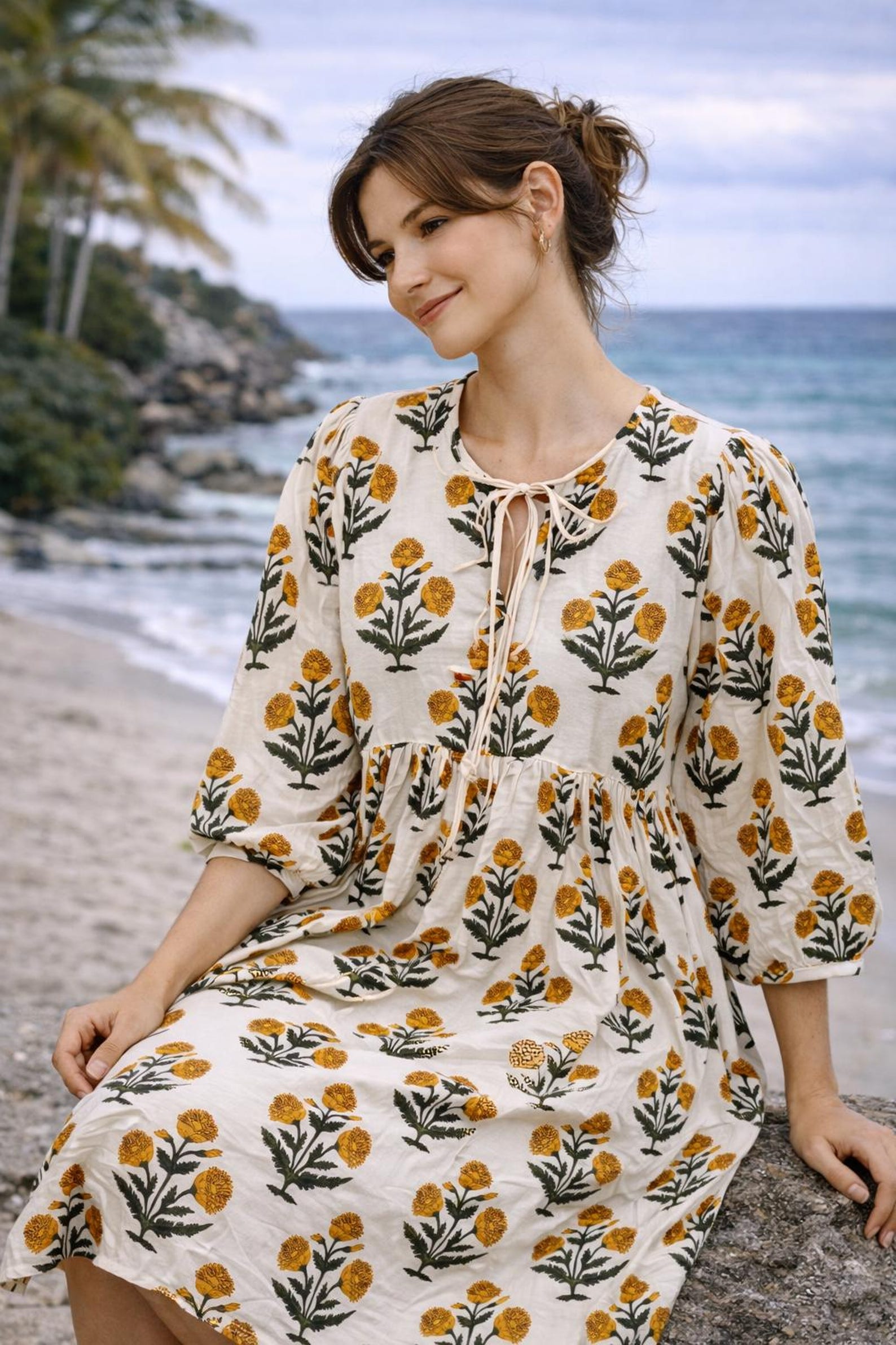 Floral Block Print Cotton Dress, Bohemian Midi Mini Dress - Etsy